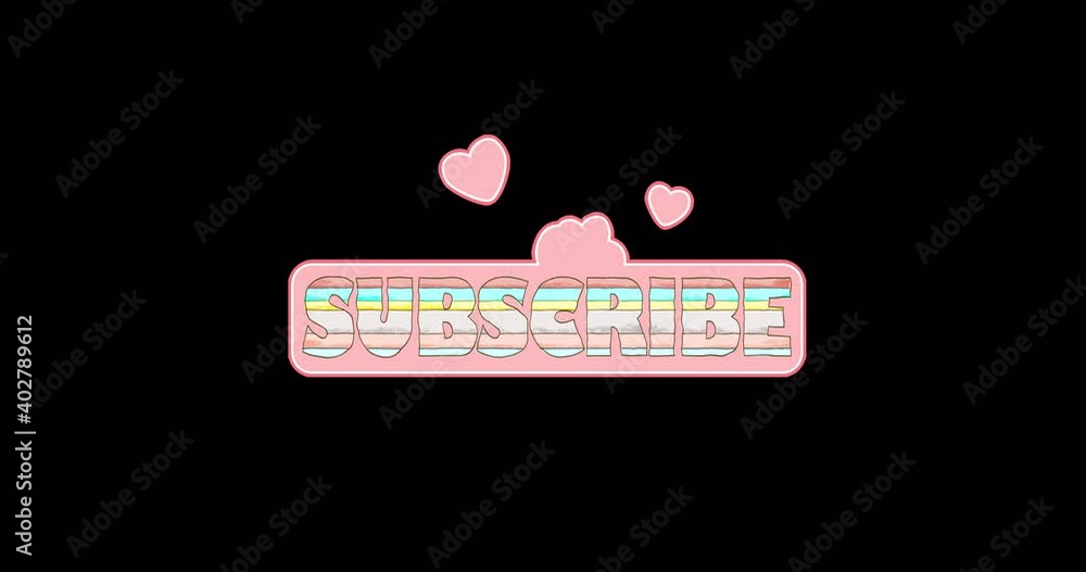 An animated cute pink plate with the inscription SUBSCRIBE and LIKE ...