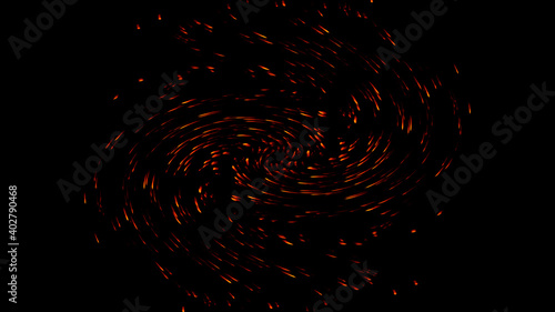 Colorful swirl particles effect dust debris isolated on black ...