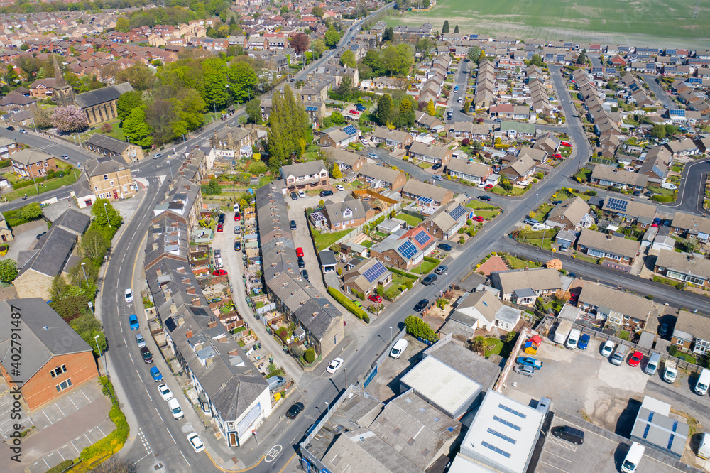 Aerial photo of the village of Morley in Leeds UK, showing an aerial ...