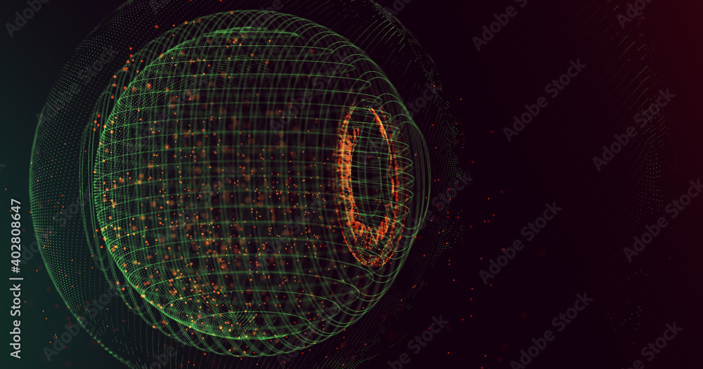 Digital Eyeball Cyber Security Holographic Green an Red Orange 3d ...