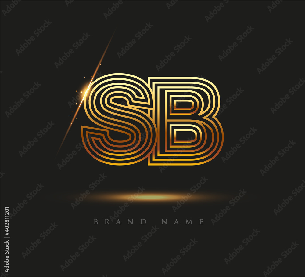 Initial Logo Letter SB, Bold Logotype Company Name Colored Gold ...