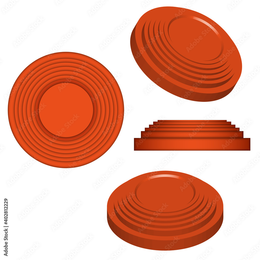 Clay targets isolated on white, orange plates for clay pigeon shooting ...