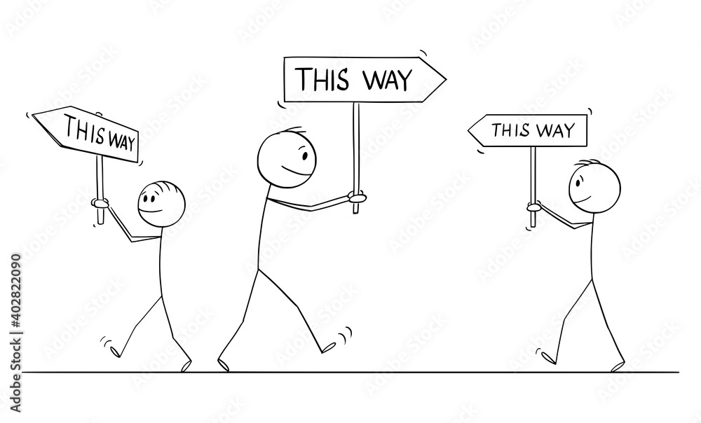 Vector cartoon stick figure illustration of group of individual ...
