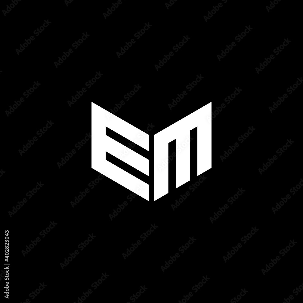 EM letter logo design with black background in illustrator, vector logo ...