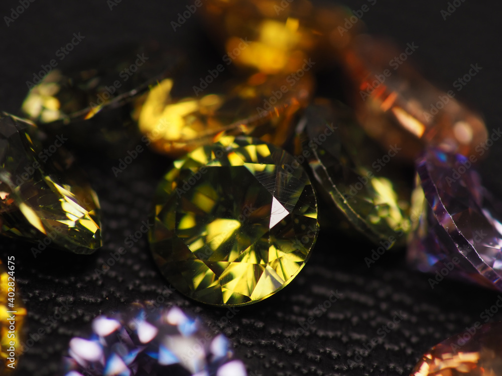 Close up shoot of beautiful, shiny, multi colored diamonds crystal ...