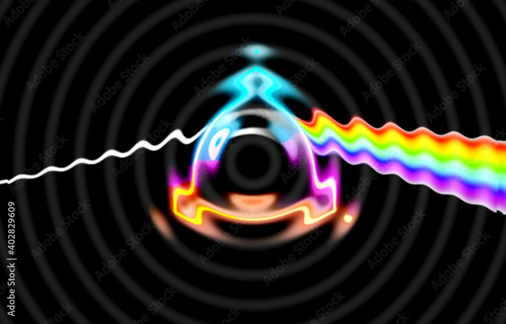 triangular prism breaks light into spectral colors Stock Illustration ...