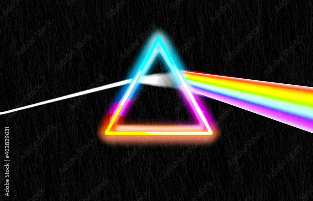 triangular prism breaks light into spectral colors Stock Illustration ...