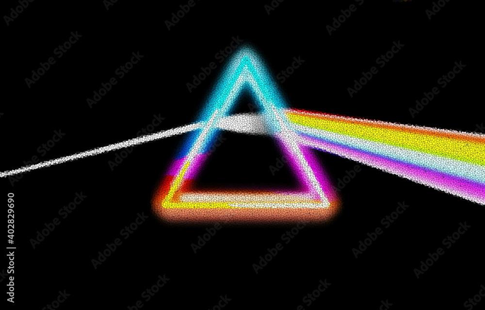 triangular prism breaks light into spectral colors Stock Illustration ...