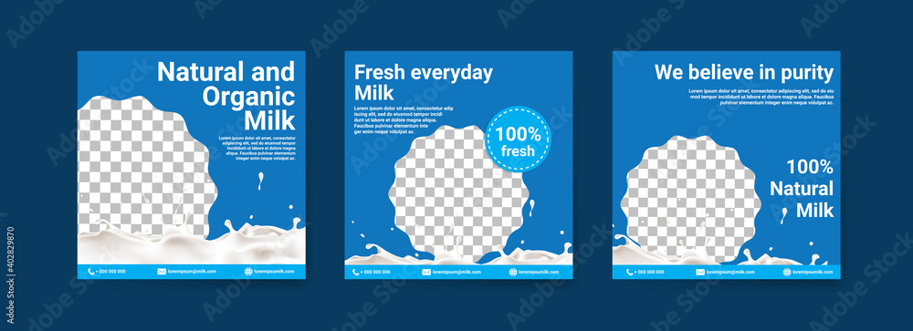 Healthy milk digital advertising. Social media post template for ...
