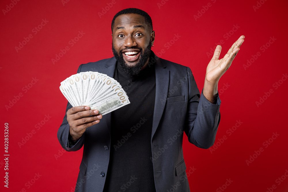Excited young african american business man 20s wearing classic jacket ...