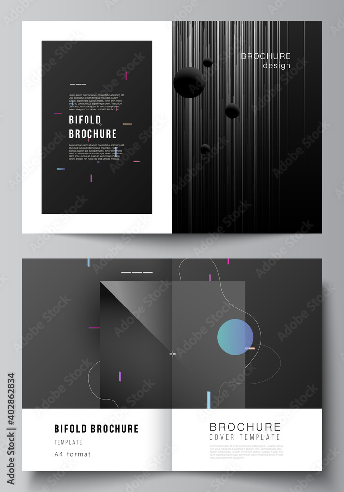 Vector layout of two A4 format cover mockups design templates for ...