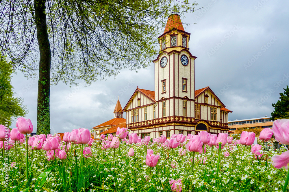 New Zealand, Northern Island. The old Post Office Building in the city ...