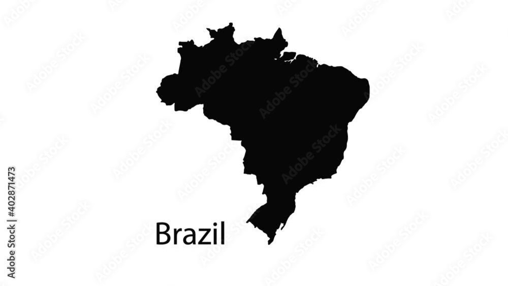 Brazil vector map.Globe-like world map icon. Motion vector animation ...