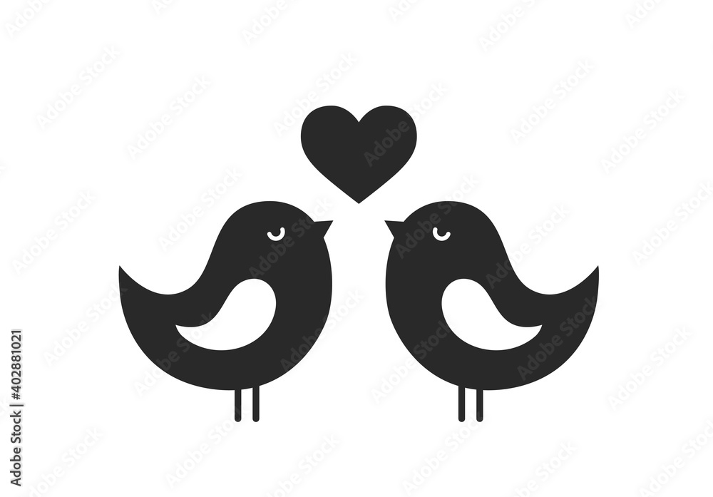 love birds with heart. love symbol. valentines and love symbol ...