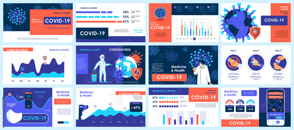 Coronavirus presentation slides templates from infographic elements and ...