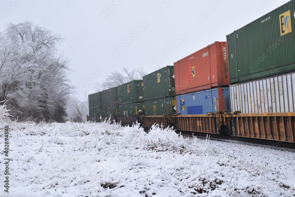 Snowy Train Tracks Stock Photo | Adobe Stock