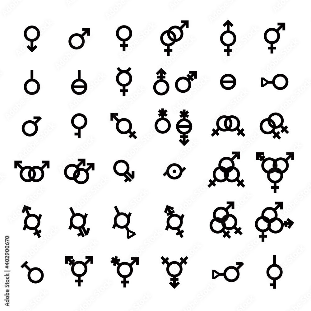 Vector Gender Symbol Set Sexual Human Identity Illustration Bigender