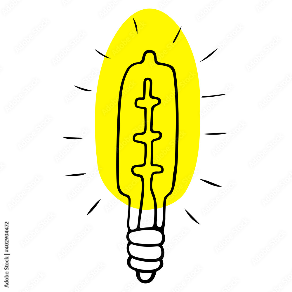 Long halogen light bulb vector illustration. Flat icon in simple ...