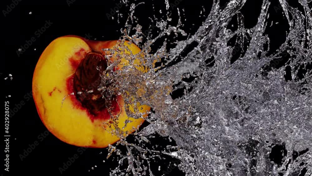 peach, prunus, persica, stone, pit, flesh, cut, half, cross section ...