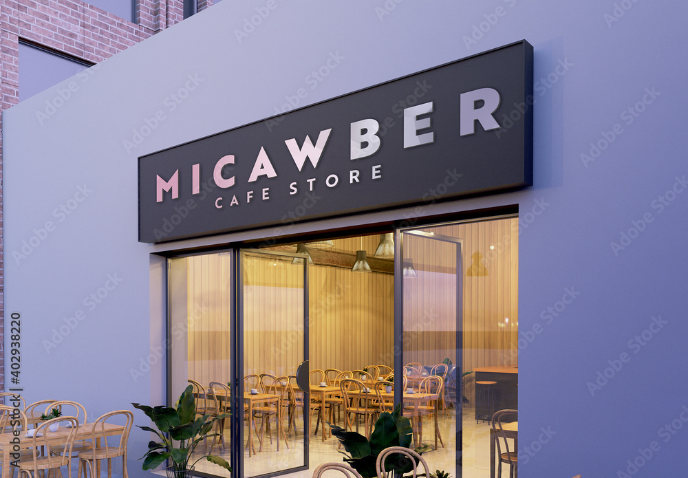 Metallic Logo on Cafe Store Mockup Stock Template | Adobe Stock