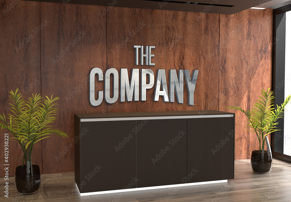Metal Company Logo on a Reception Mockup Stock Template | Adobe Stock