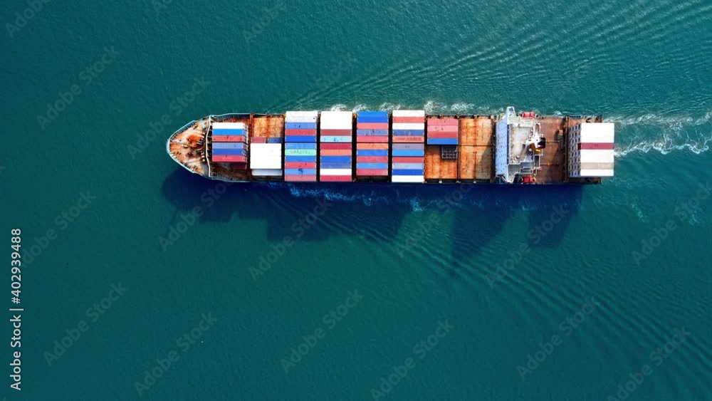 4k 60fps huge cargo ship crossing the ocean Stock Video | Adobe Stock