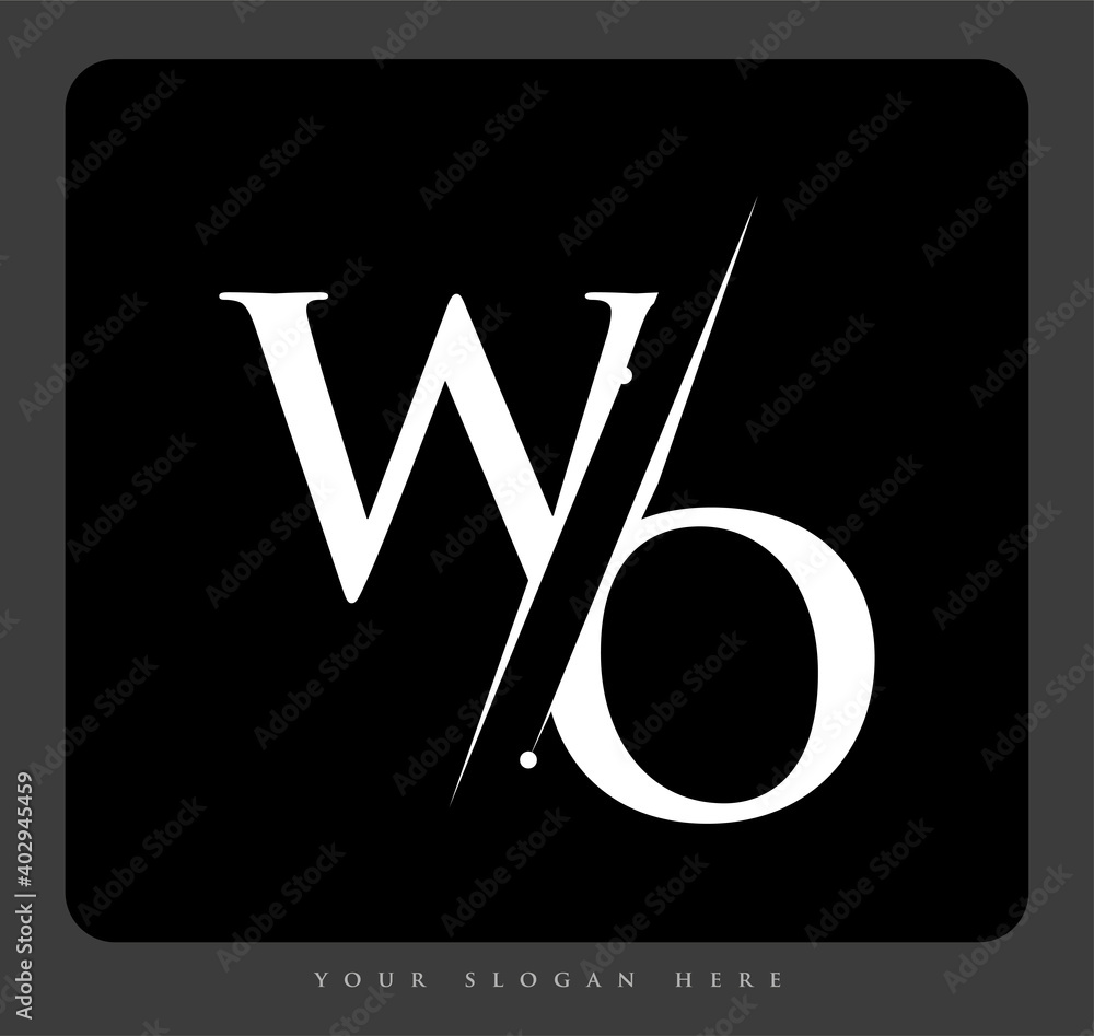 Vetor de initial logo letter WO for company name black and white color ...