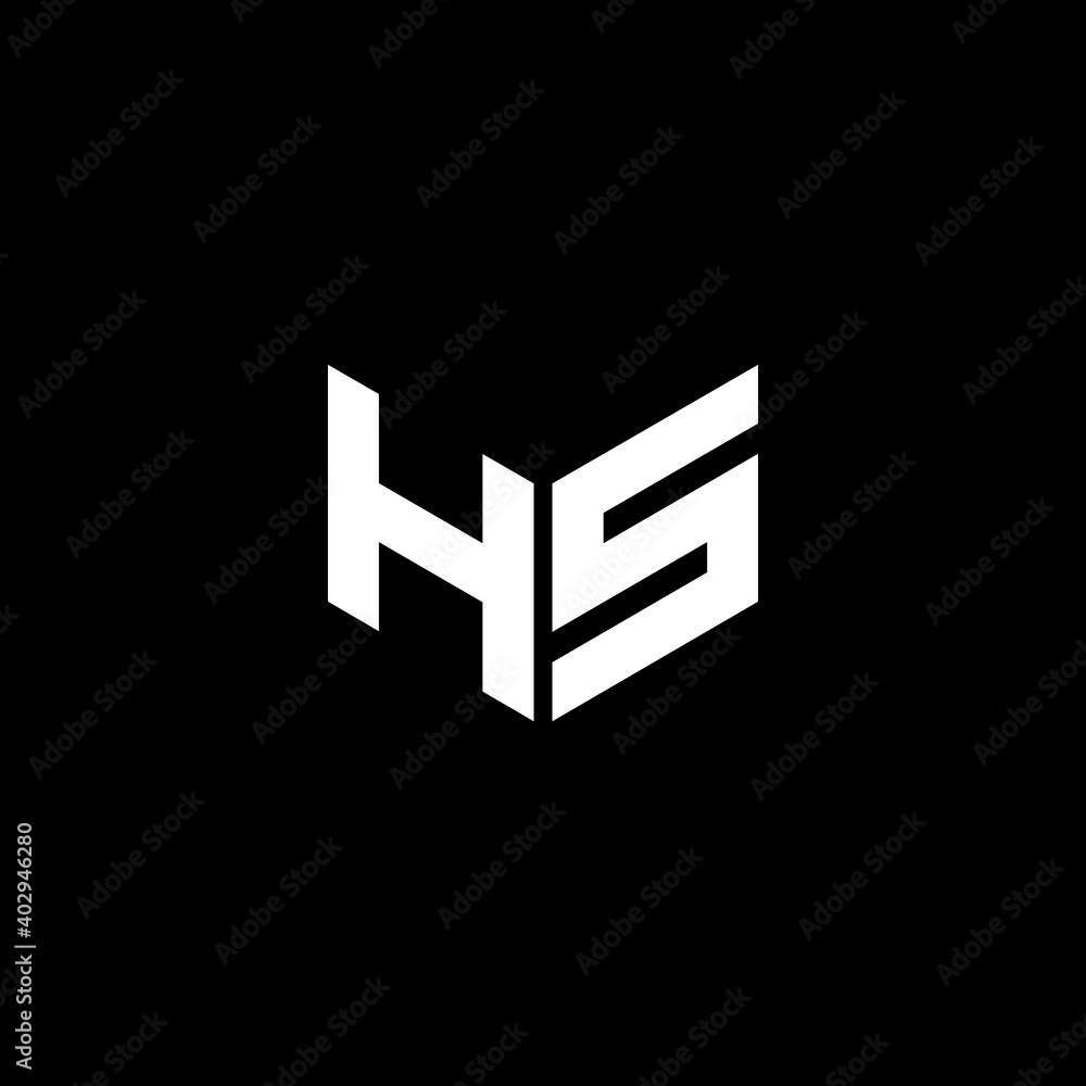 HS letter logo design with black background in illustrator, vector logo ...