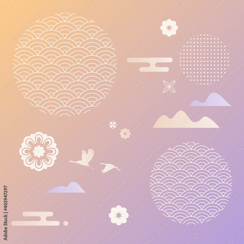Korean traditional vector illustration background. Stock Vector | Adobe ...