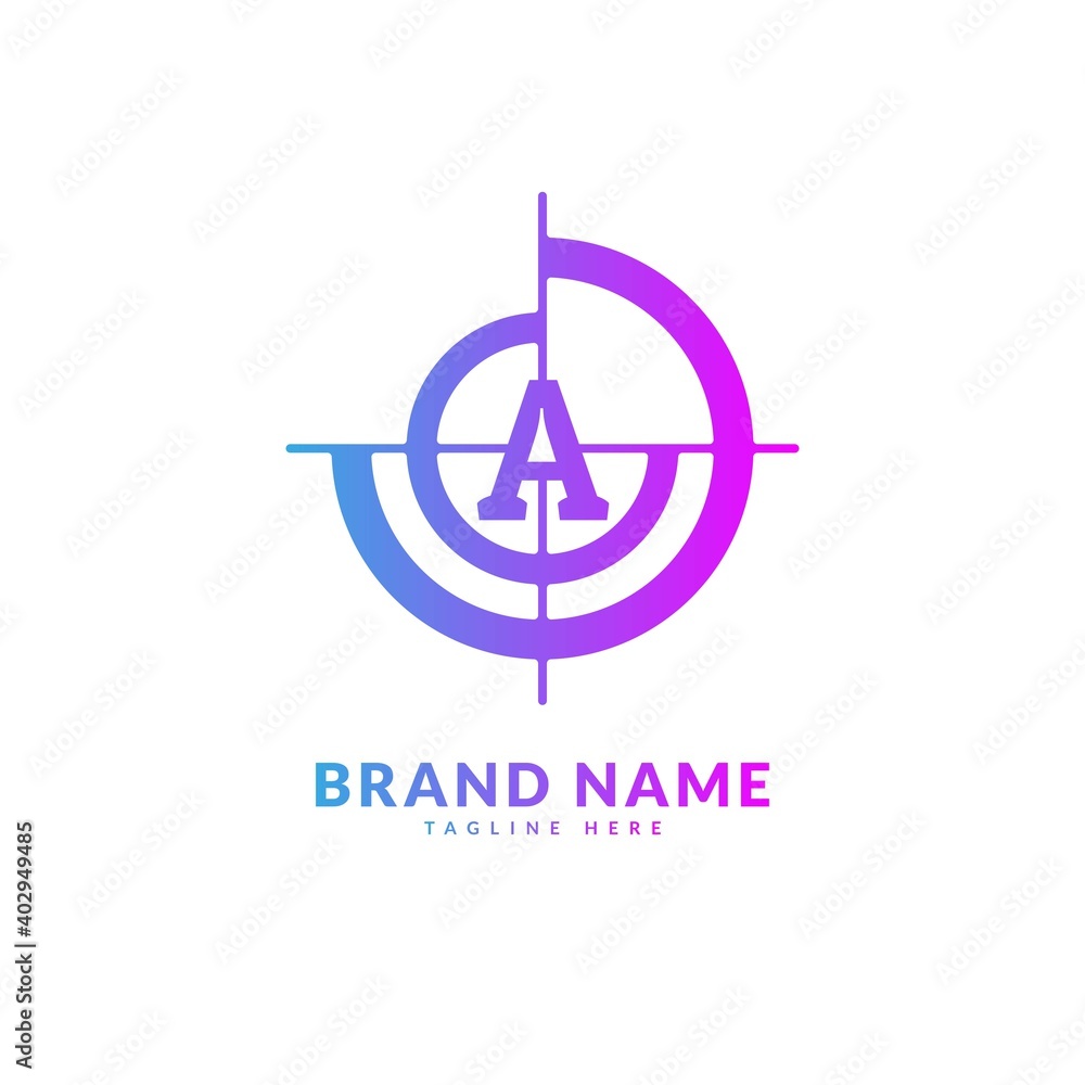 Initial letter A with circle target logo. Creative stylish target logo ...