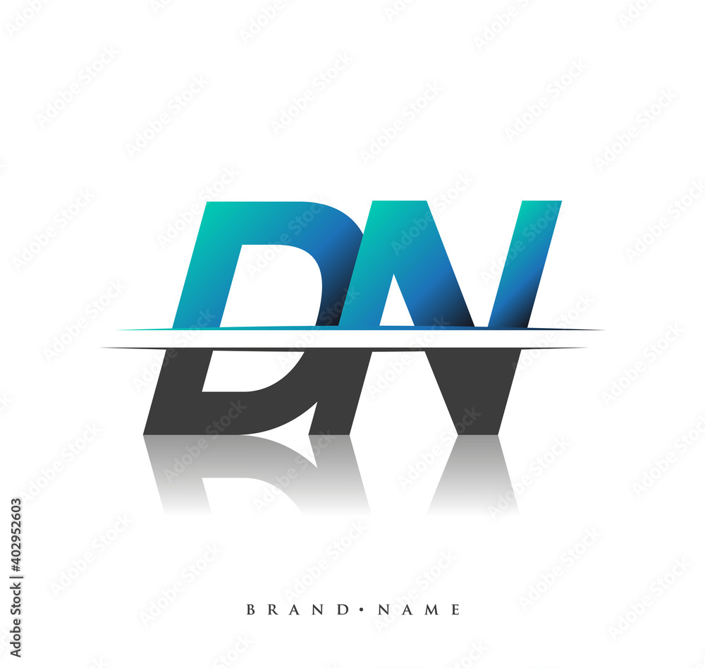 DN initial logo company name colored black and blue, Simple and Modern ...