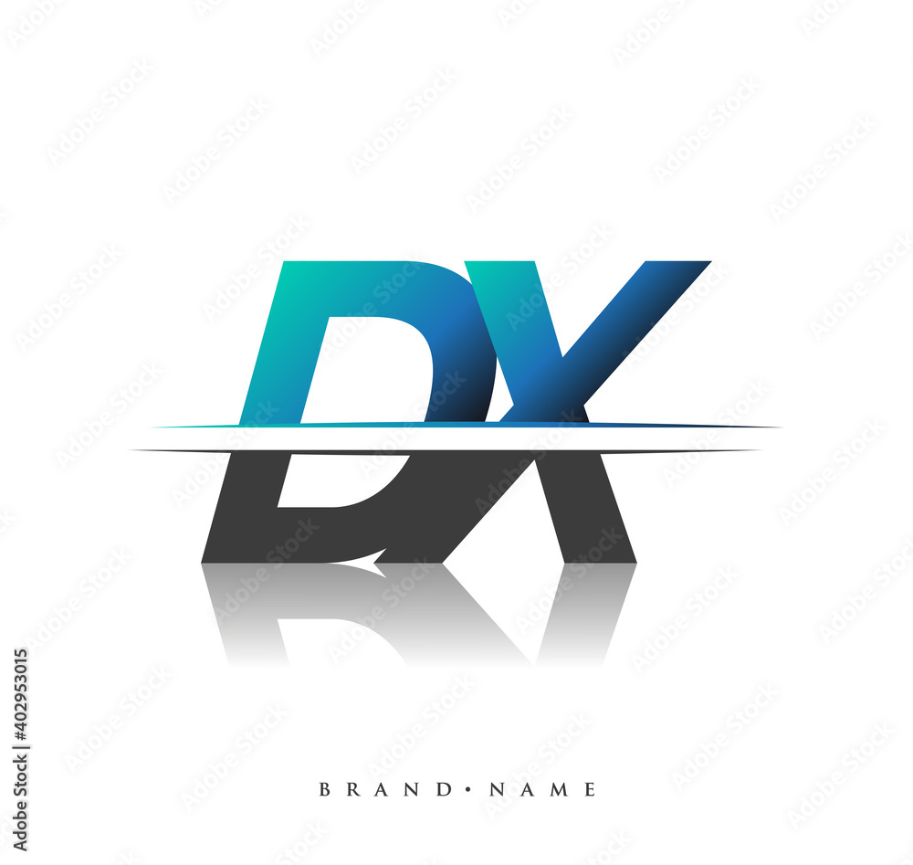 DX initial logo company name colored black and blue, Simple and Modern ...