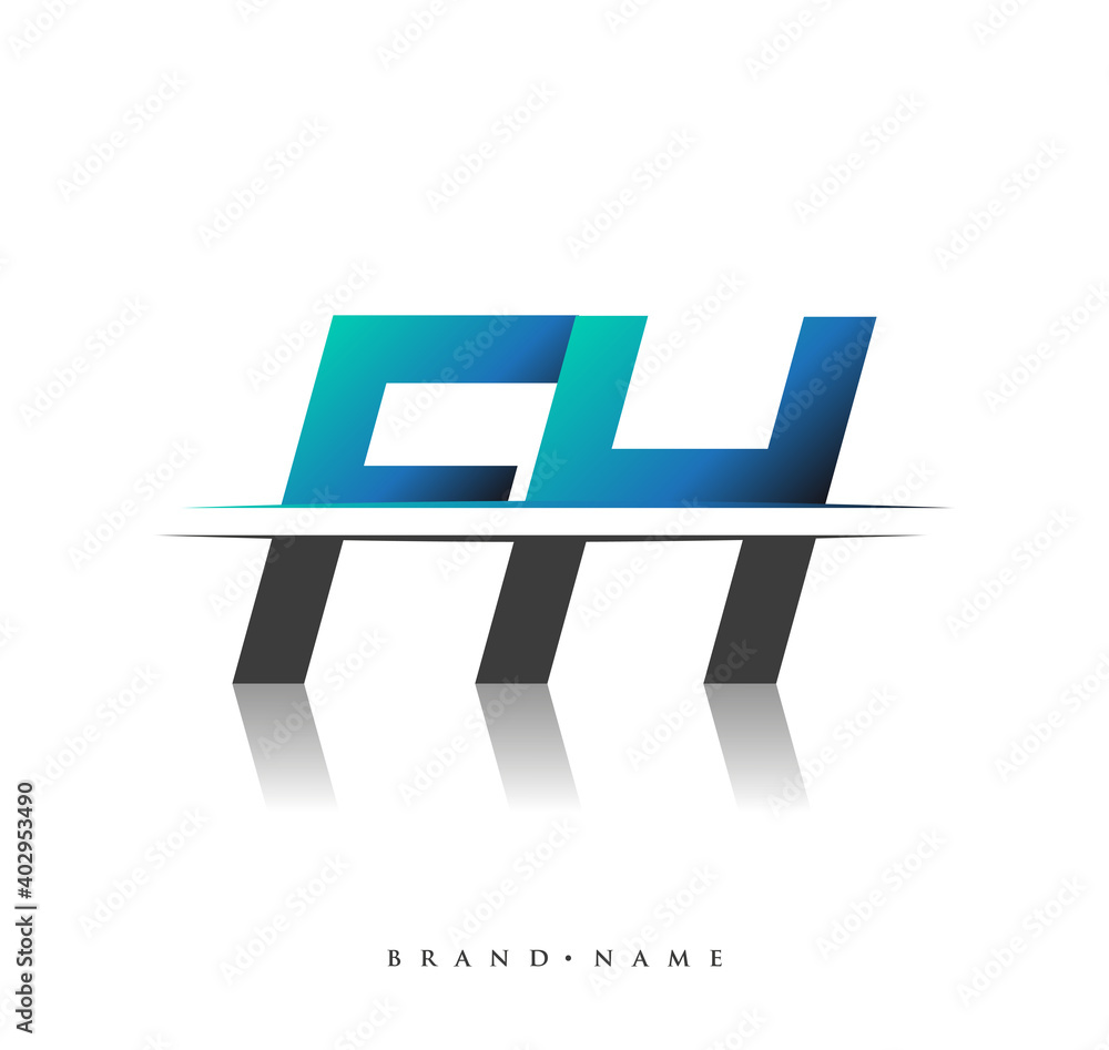 FH initial logo company name colored black and blue, Simple and Modern ...