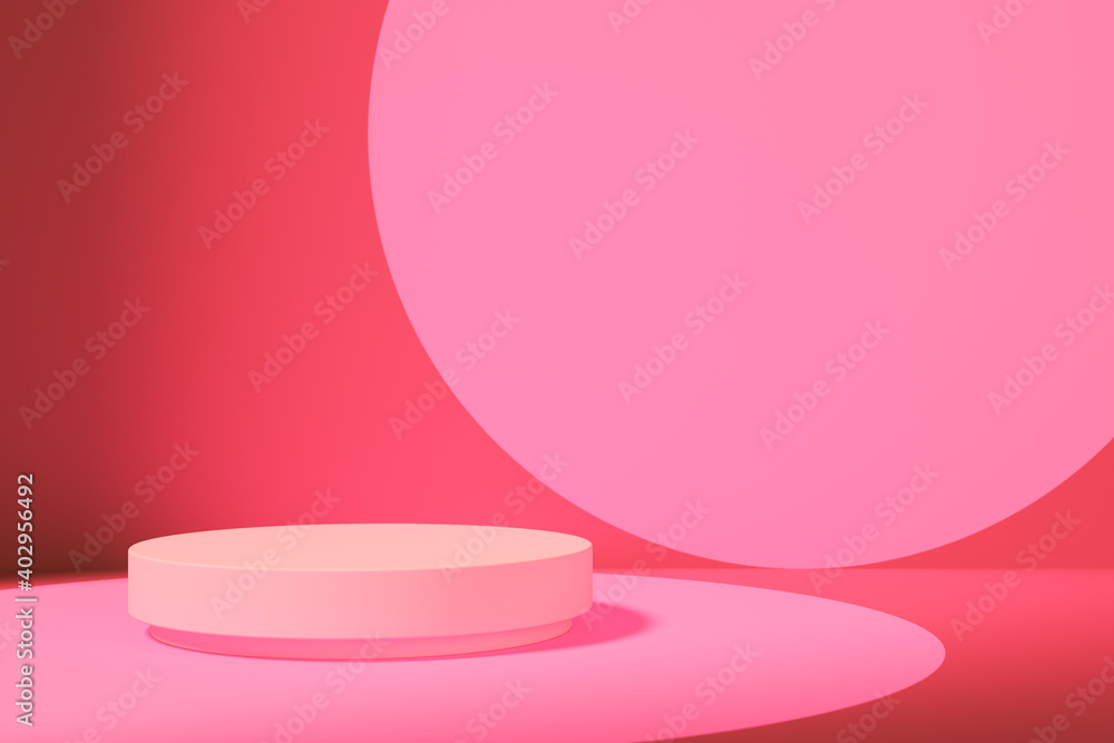 abstract pink product display podium on the pink backdrop, mockup for ...