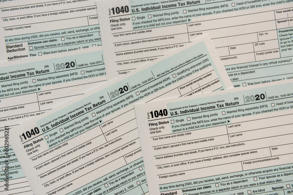1040 US form individual income tax return form 2020 Stock Photo | Adobe ...