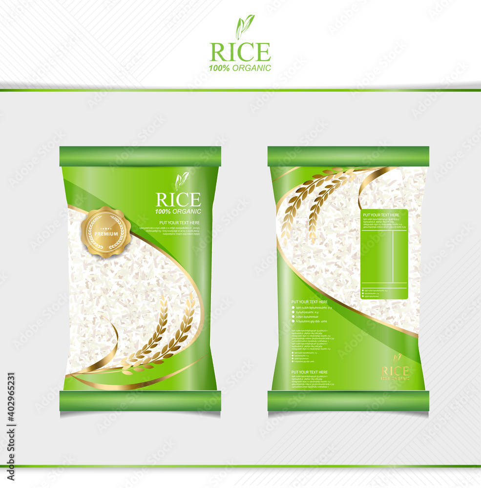 Rice food or thai food, package, banner and poster template vector ...