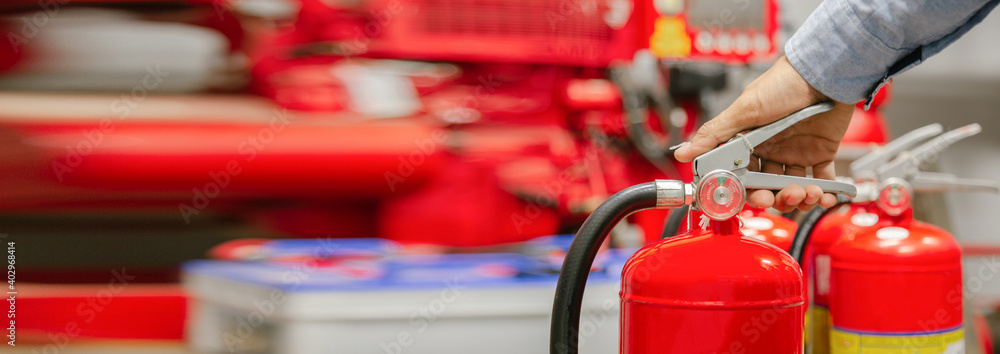 Engineer inspection Fire extinguisher and fire hose,Ready to use in the ...
