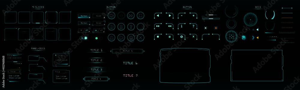 Clean SCI-FI UI Pack Stock Vector | Adobe Stock