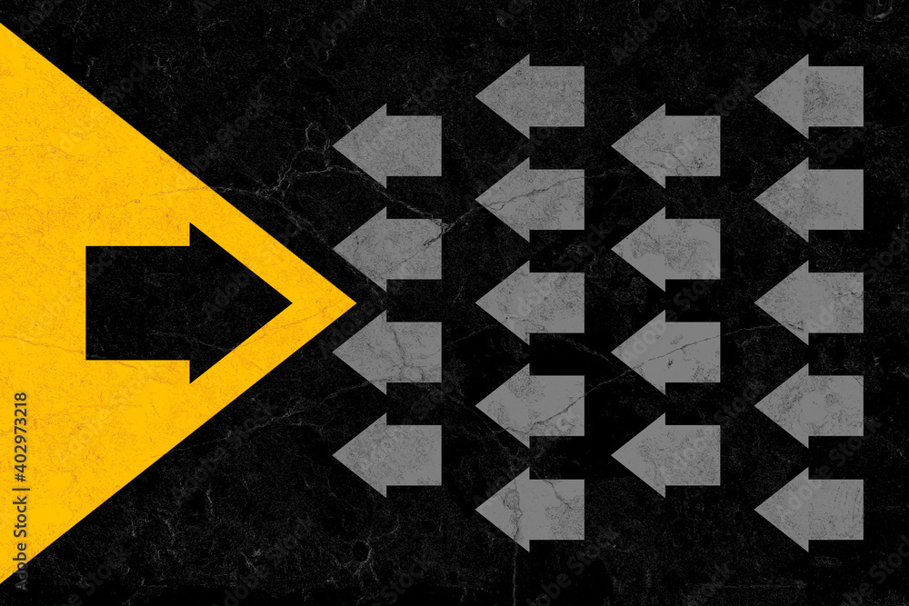 competitor not like everyone else concept - counter-move arrow ...