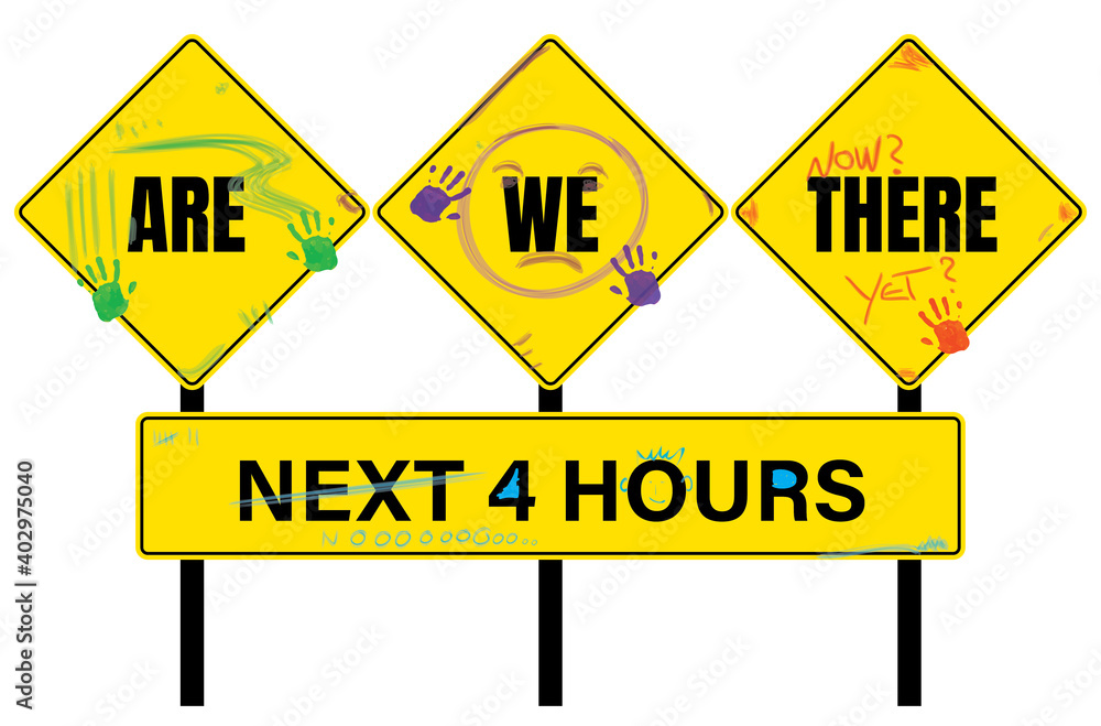 Are we there yet? Road traffic alert sign with colorful fingerprints ...