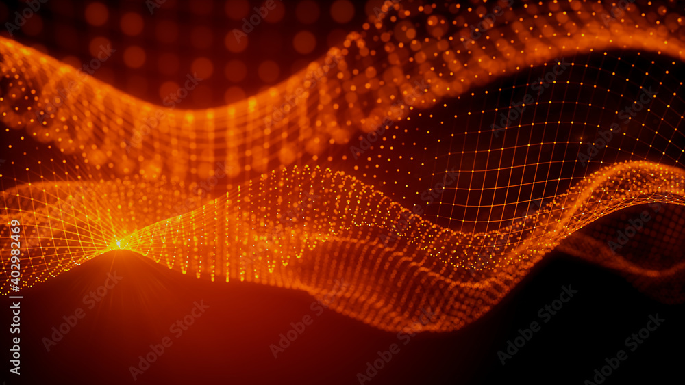 Abstract 3D Technology concept. Big Data and Artificial Intelligence ...