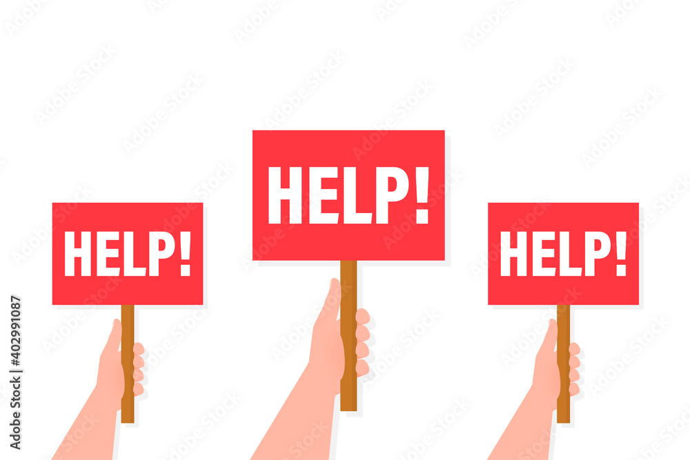 Help placard hand, great design for any purposes. Background vector ...