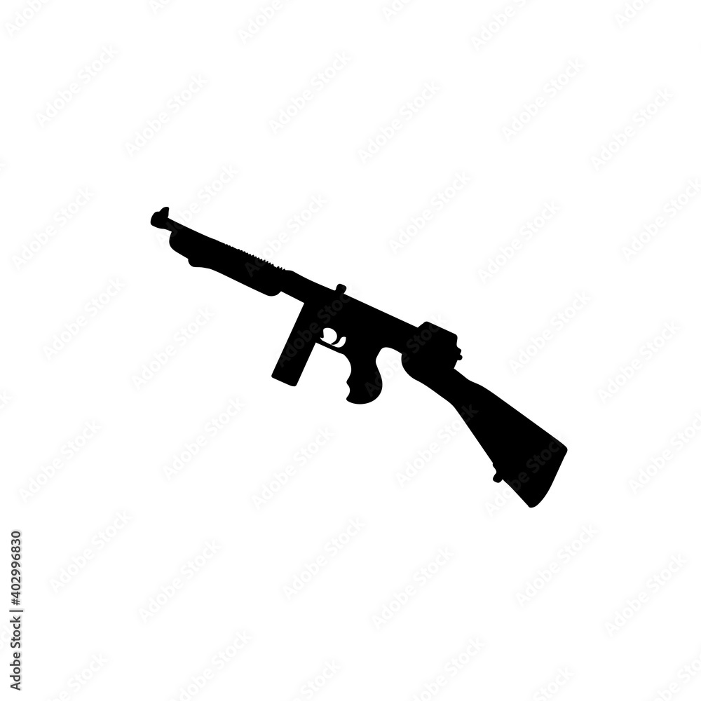 Thompson submachine gun. silhouette. vector Stock Vector | Adobe Stock