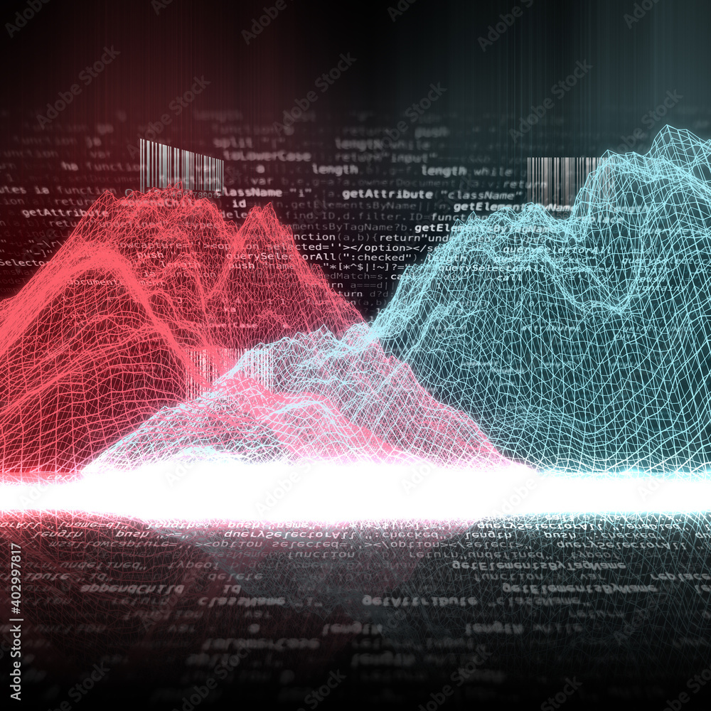 Big data analysis futuristic concept with network mesh and artificial ...