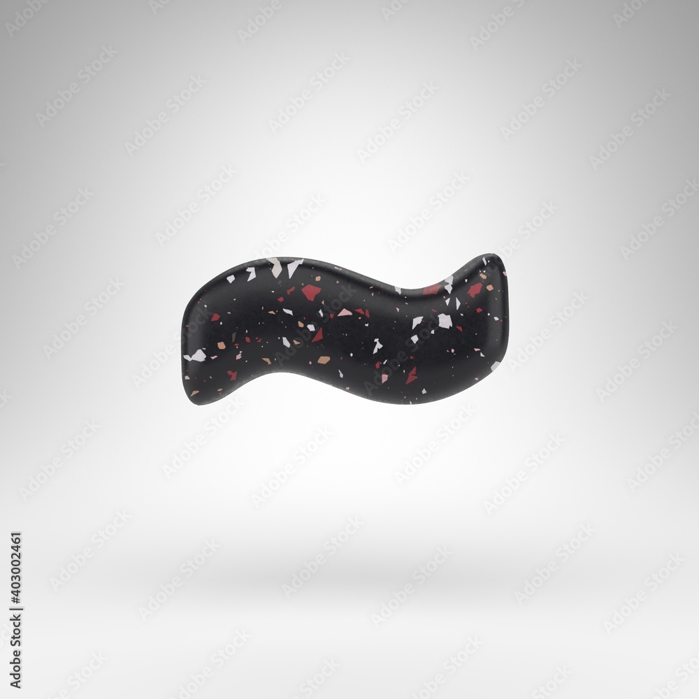 Tilda symbol on white background. 3D sign with black terrazzo pattern ...