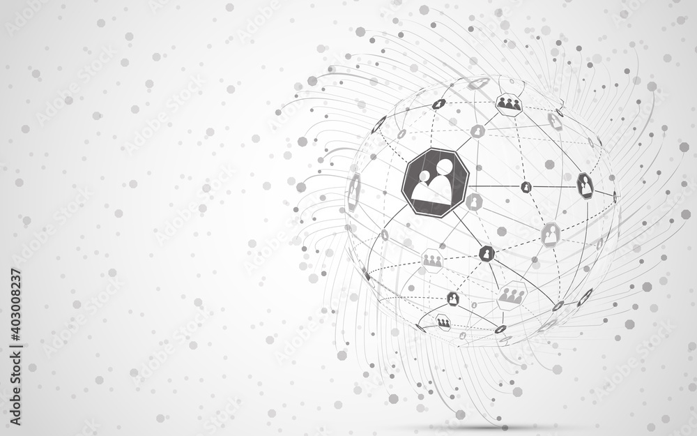 Global network concept. Technology connection background. World globe ...