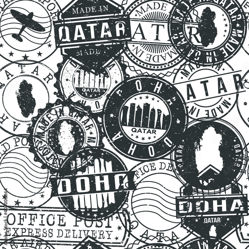 Doha Qatar Stamps Background. City Stamp Vector Art. Postal Passport ...
