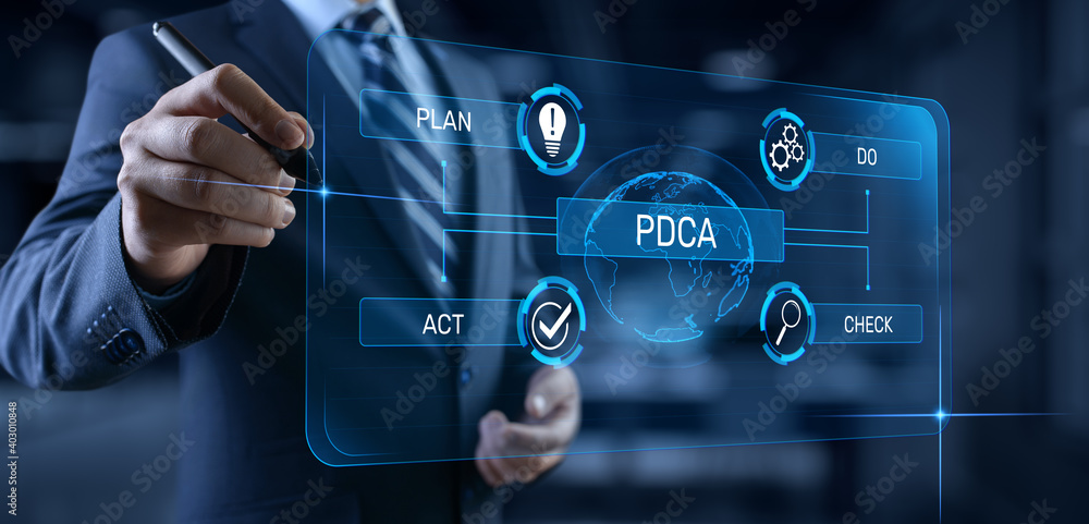 PDCA Plan Do Act Check Business technology concept. Stock Photo | Adobe ...