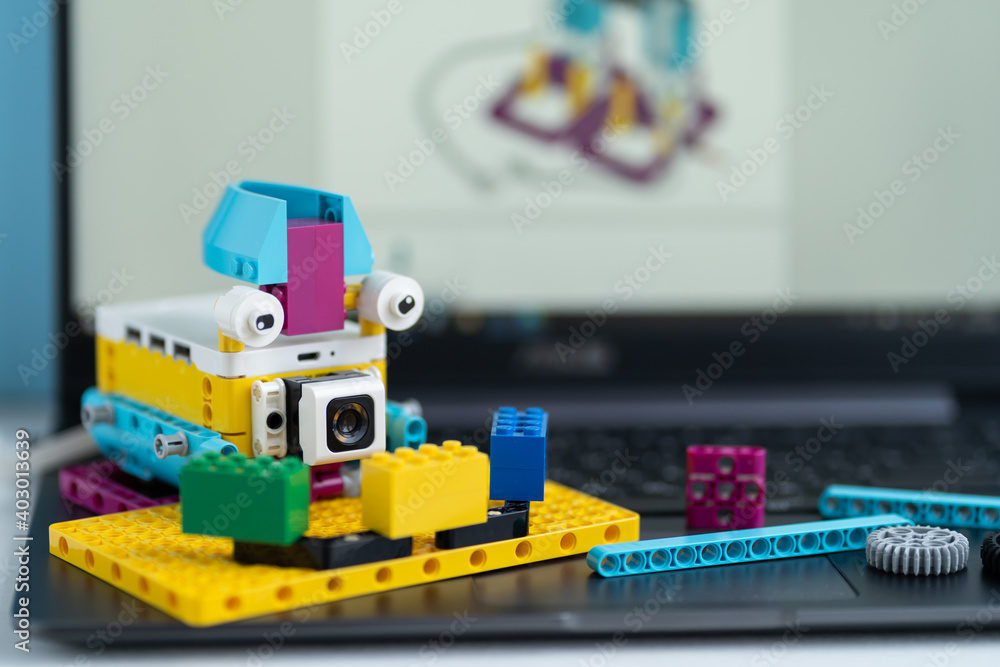 Minsk, Belarus. January, 2021. The new Spike Prime Lego robot. It can ...