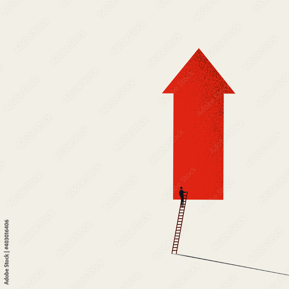 Business growth vector concept with upward arrow symbol and minimal art ...
